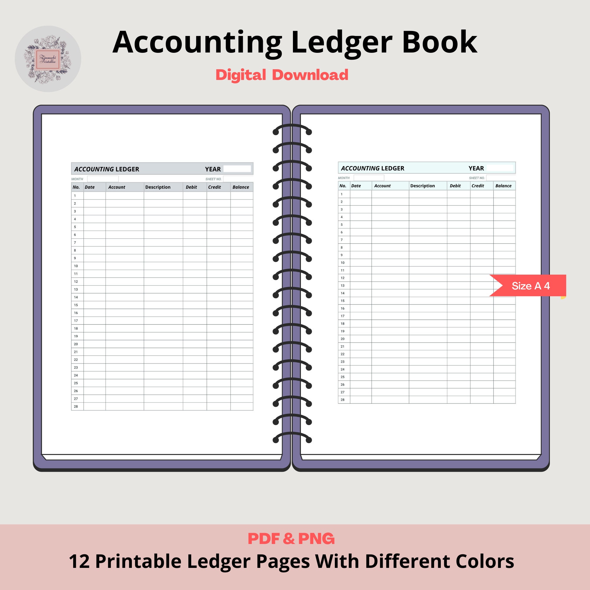 Accounting Ledger Printable, Account Tracker Expenses for Small ...