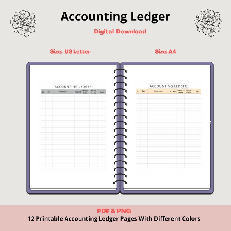 Accounting Ledger Printable, Small Business Finance Tracker (digital ...