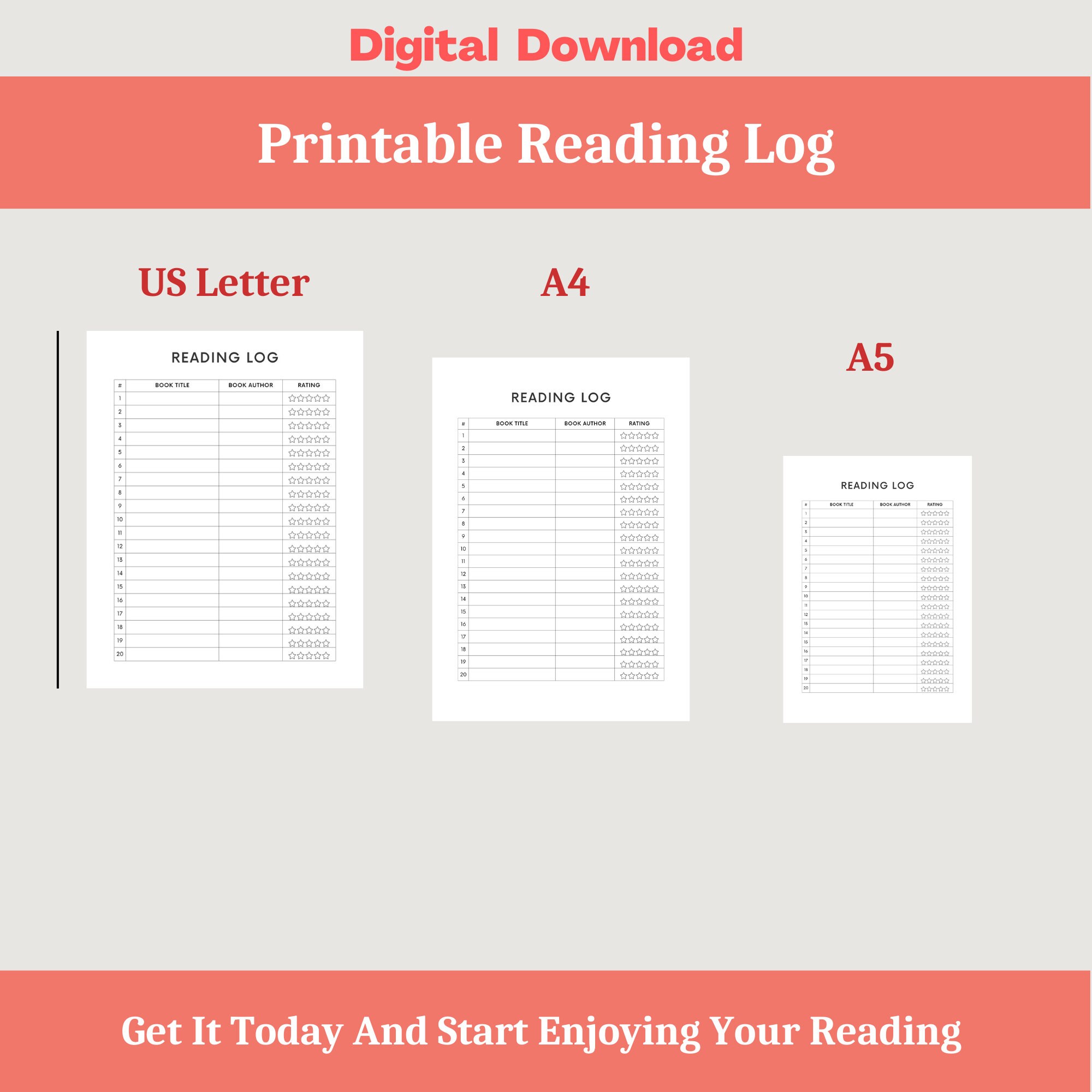 Printable Reading Log, Reading Tracker, Book Reading Planner to Keep ...