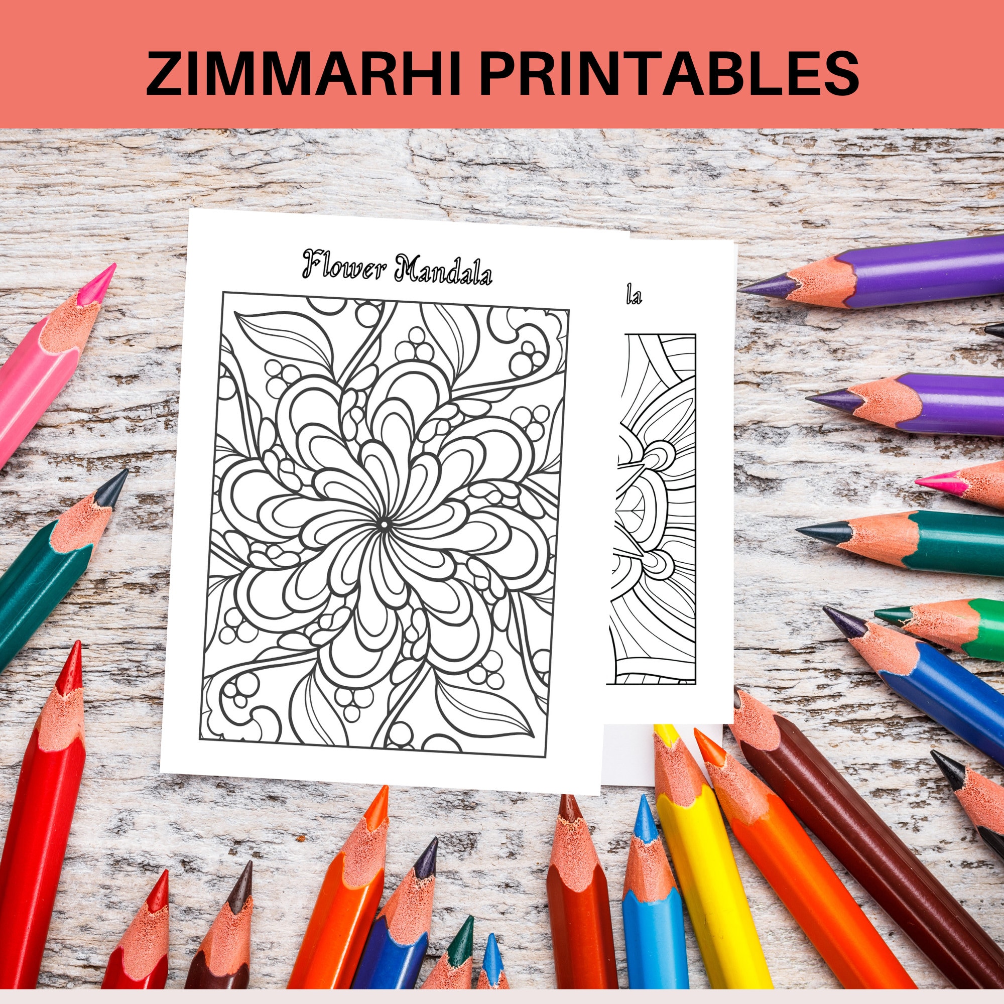 Adult Coloring Book, Anxiety Relief Coloring Pages, Flower Coloring ...