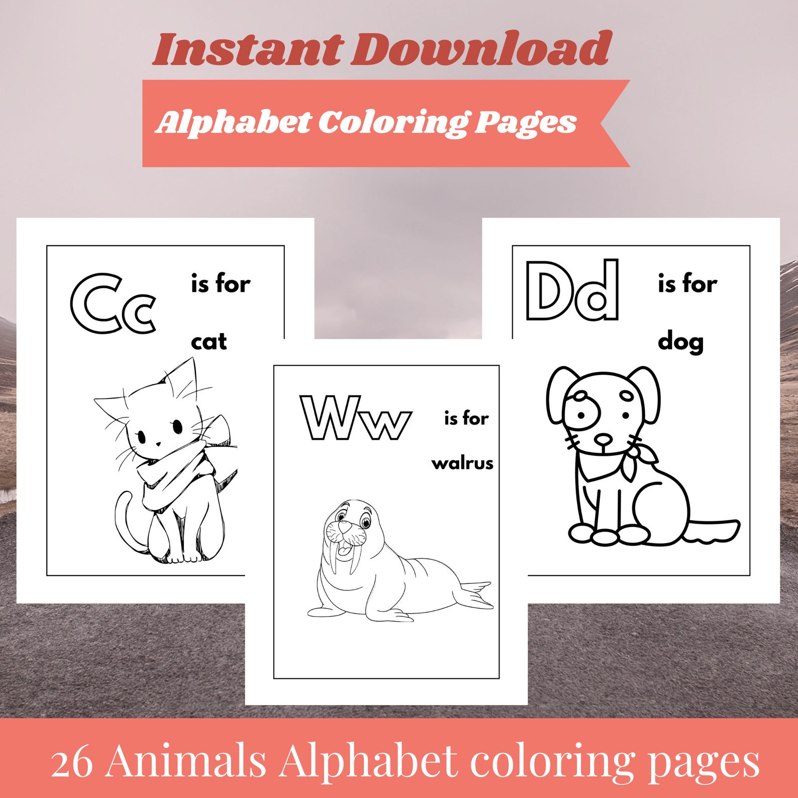Animal Alphabet Coloring Book, Preschool Printable Worksheets (PDF) - Etsy