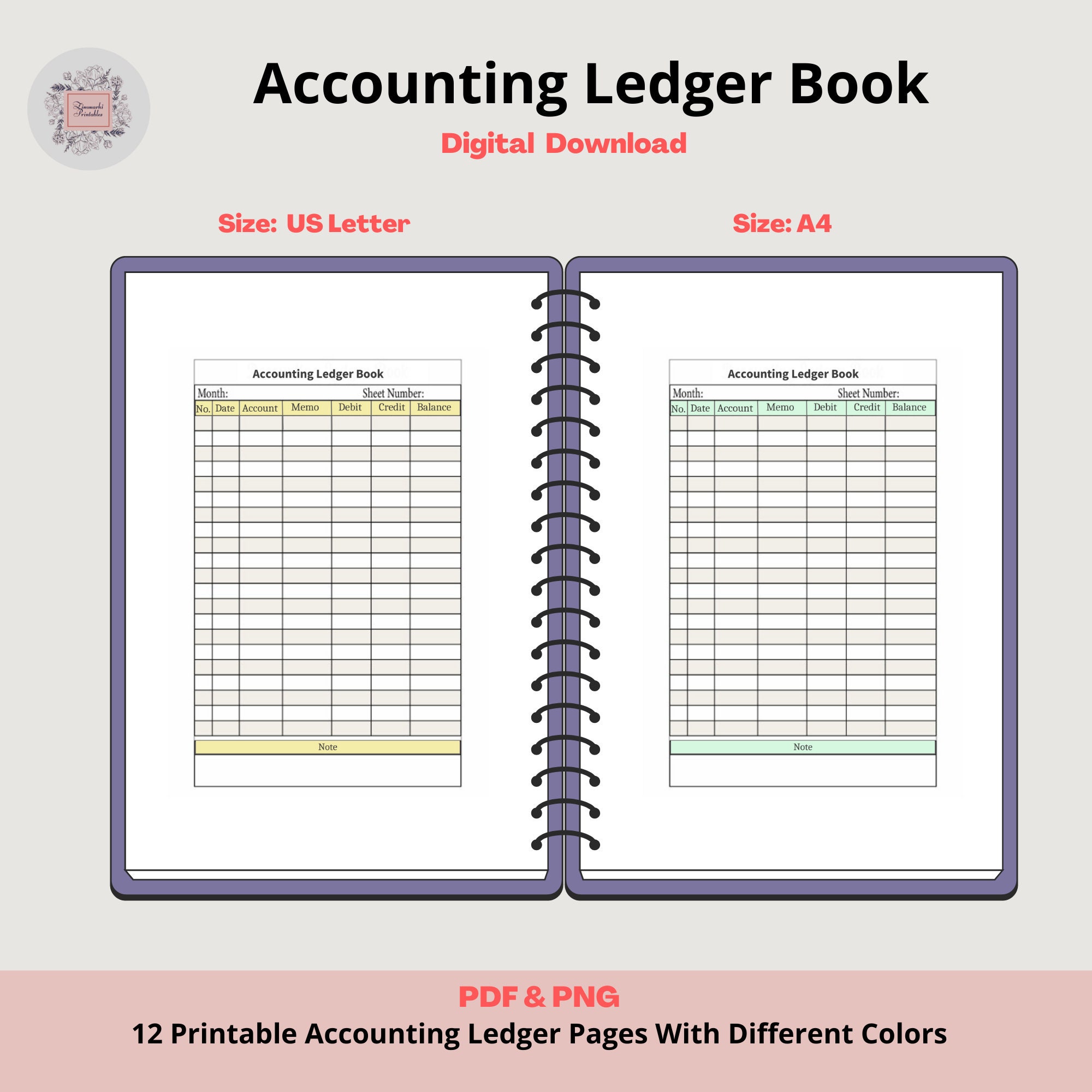 Printable Accounting Ledger Book, Account Tracker and Ledger Sheets for ...