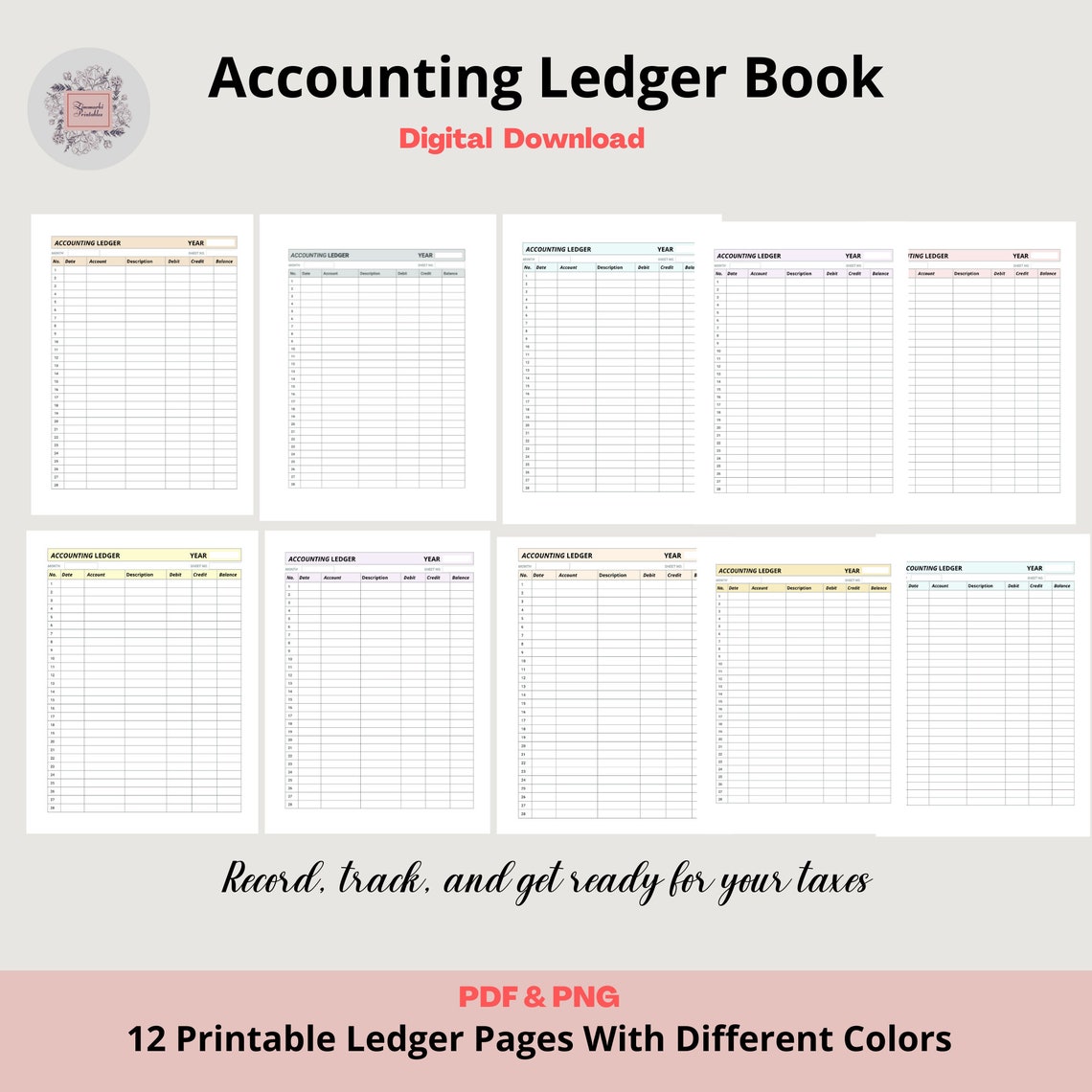 Accounting Ledger Printable, Account Tracker Expenses for Small ...