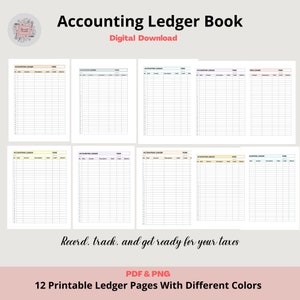 Accounting Ledger Printable, Account Tracker Expenses for Small ...
