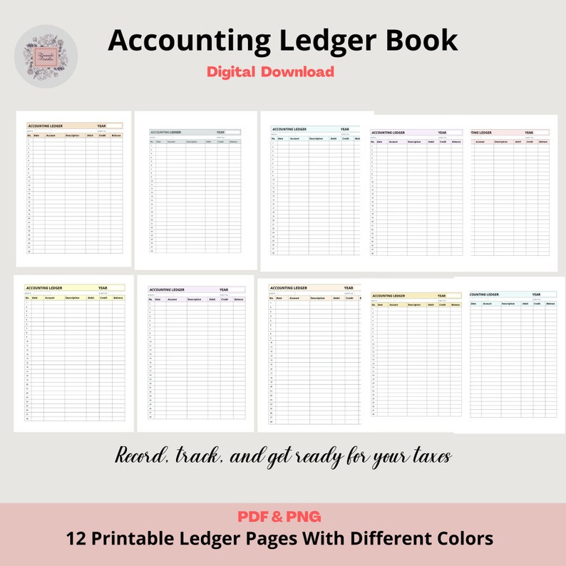 Accounting Ledger Printable, Account Tracker Expenses for Small ...