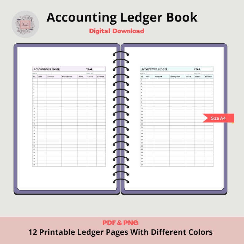 Accounting Ledger Printable, Account Tracker Expenses for Small ...