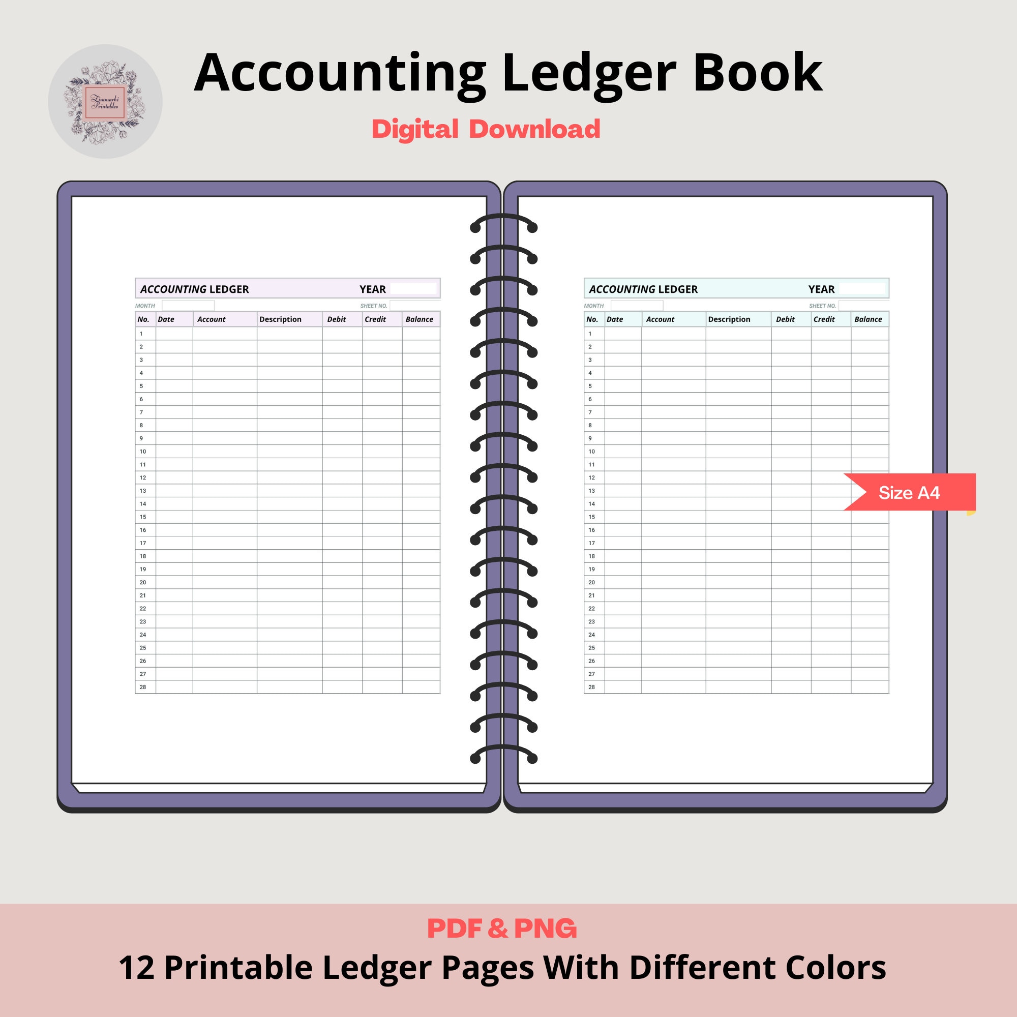 Accounting Ledger Printable, Account Tracker Expenses for Small ...