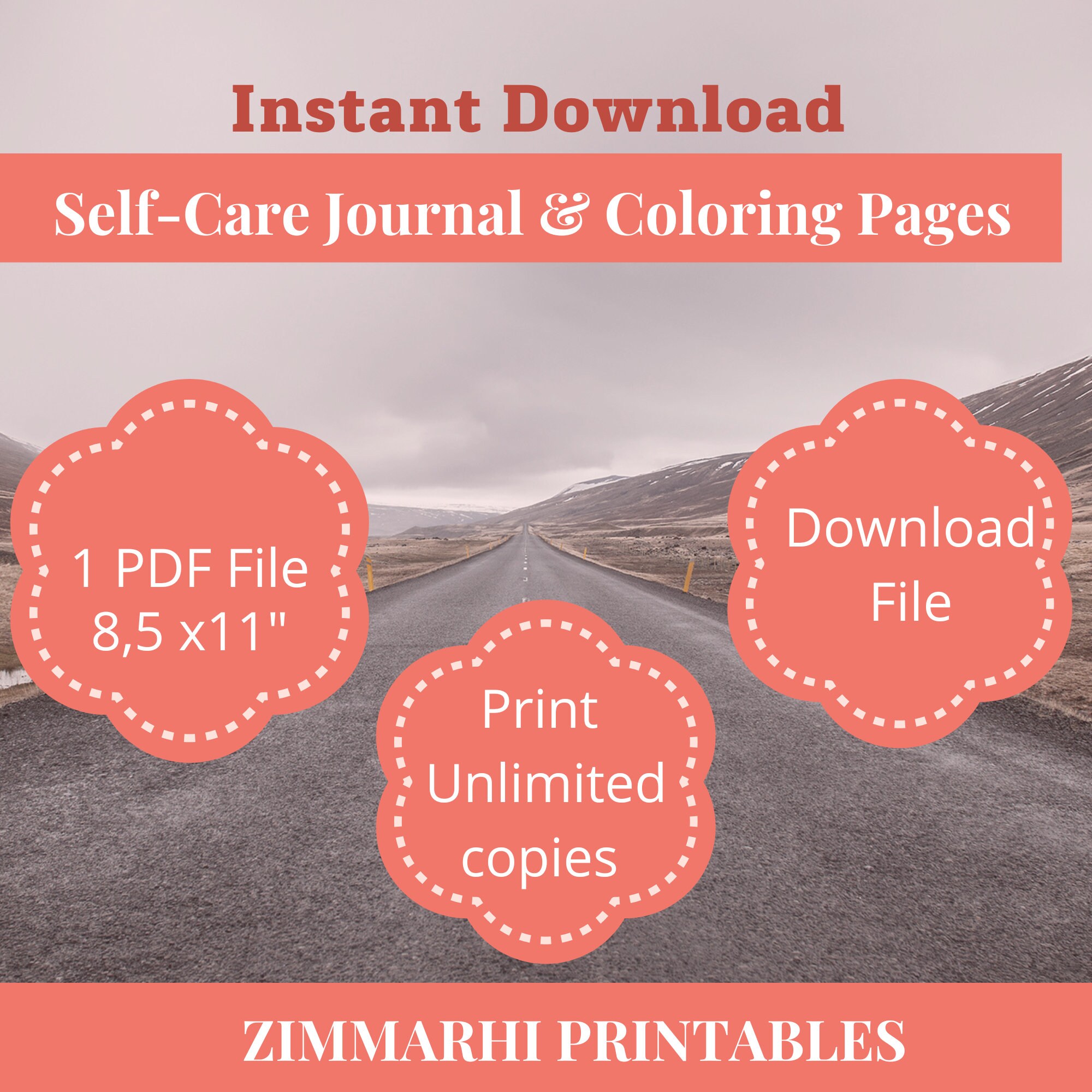 Self-care Journal Coloring Pages for Adults & Teens (digital Download ...