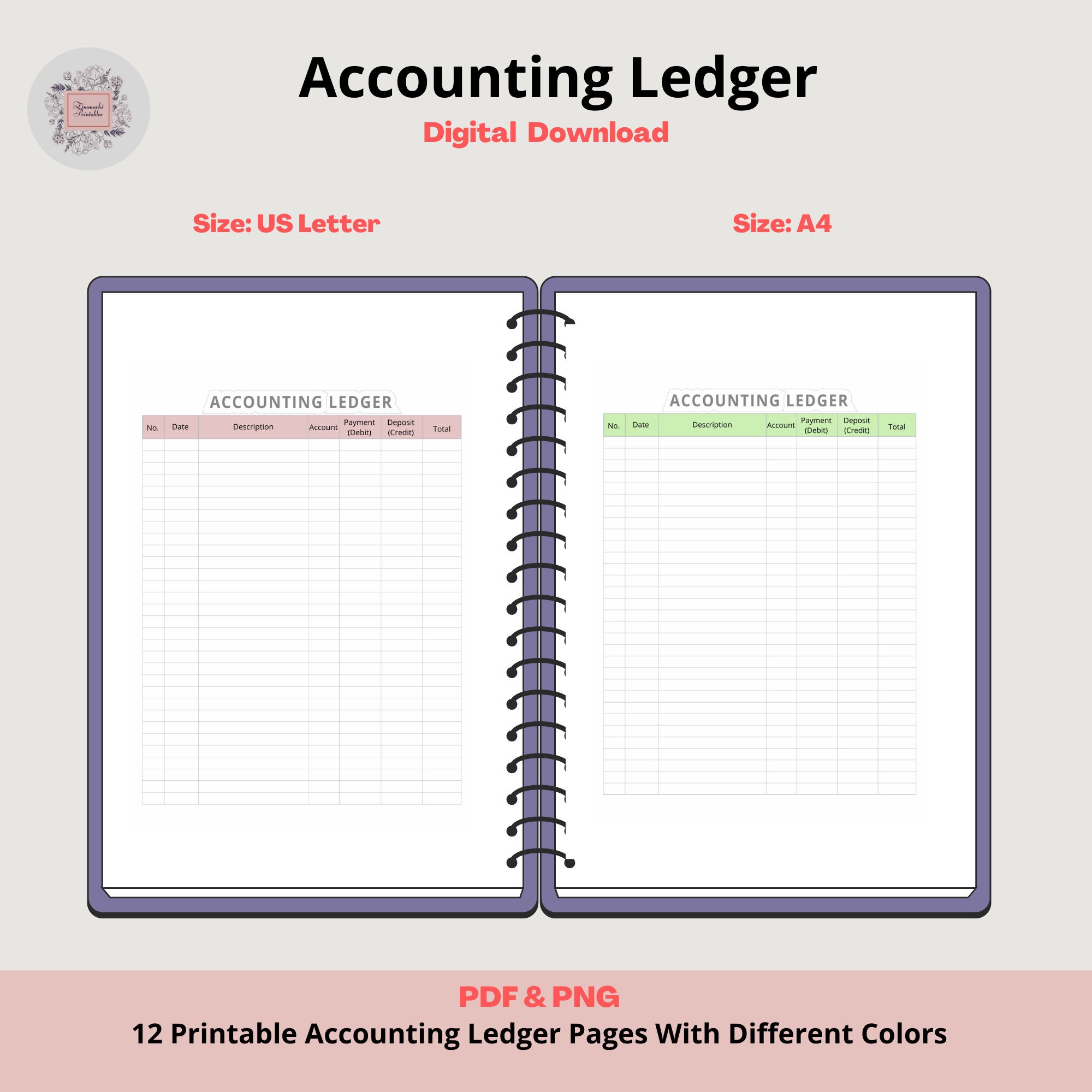 Accounting Ledger Printable, Small Business Finance Tracker (digital ...