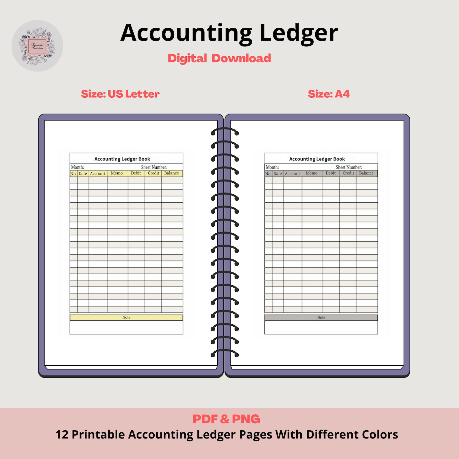 Printable Accounting Ledger Book, Small Business Finance (digital ...