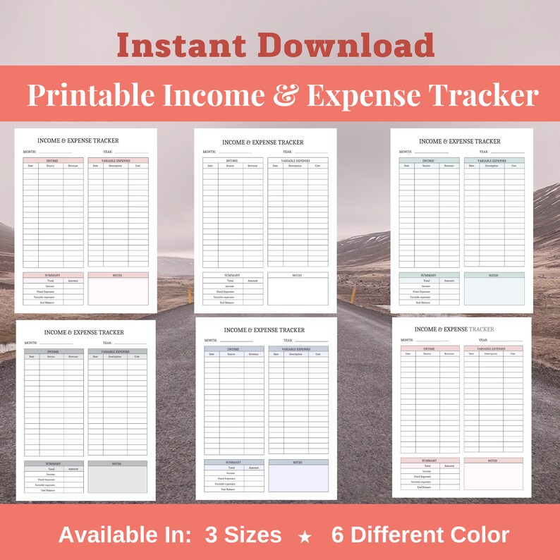 Printable Income and Expense Tracker, Bookkeeping Template, Digital ...