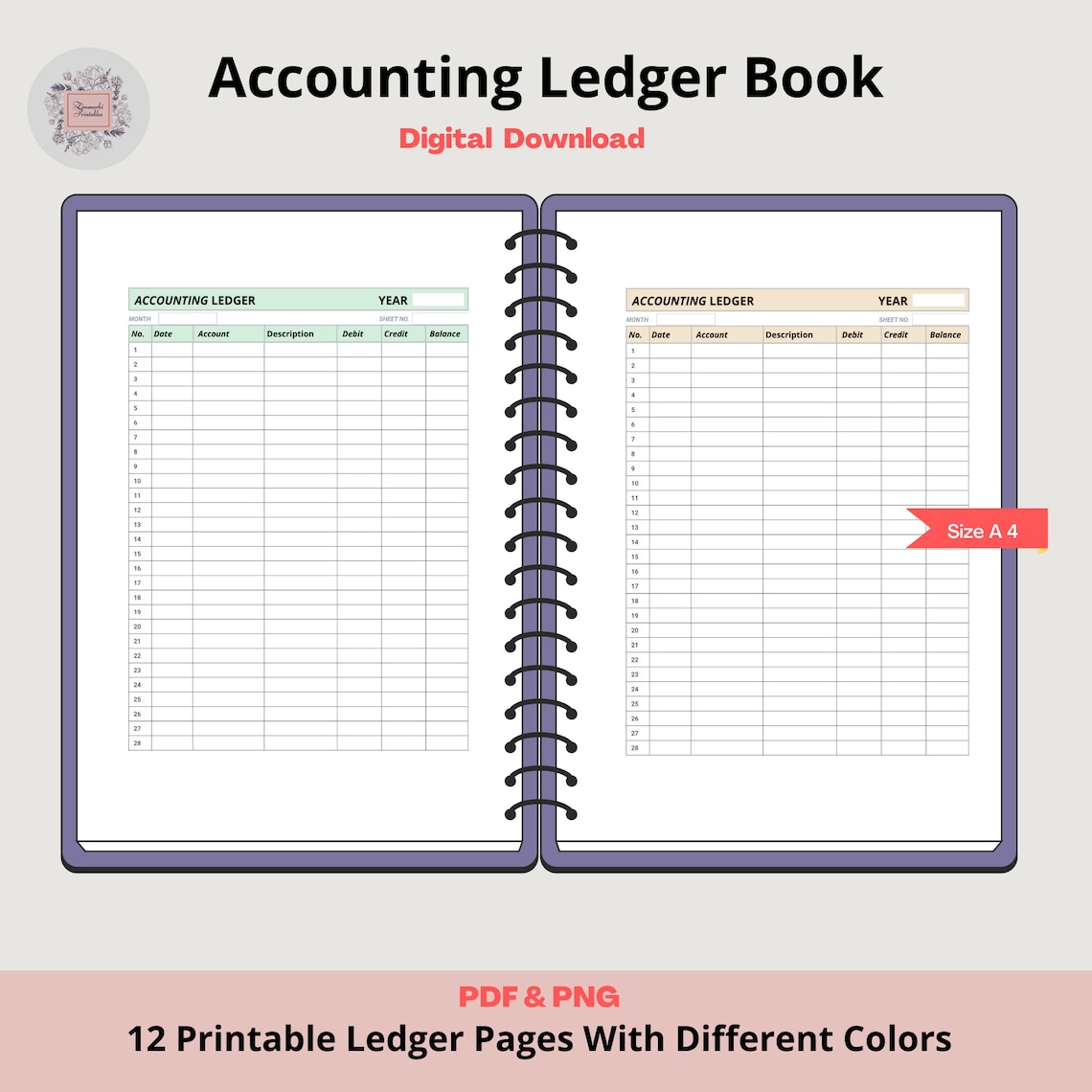 Accounting Ledger Printable, Account Tracker Expenses for Small ...