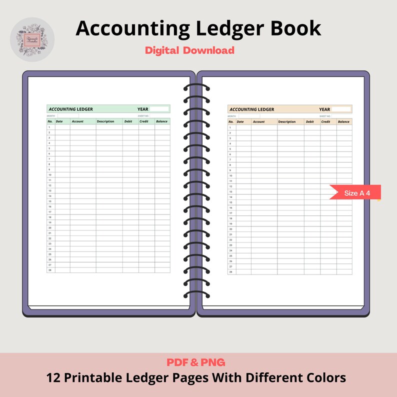 Accounting Ledger Printable, Account Tracker Expenses for Small ...