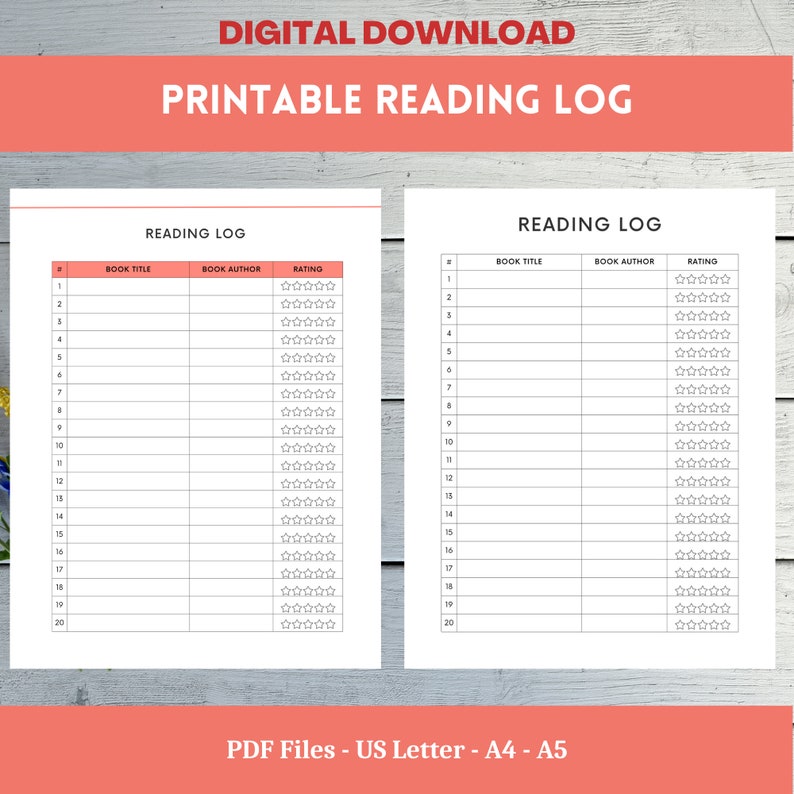 Printable Reading Log, Reading Tracker, Book Reading Planner to Keep ...