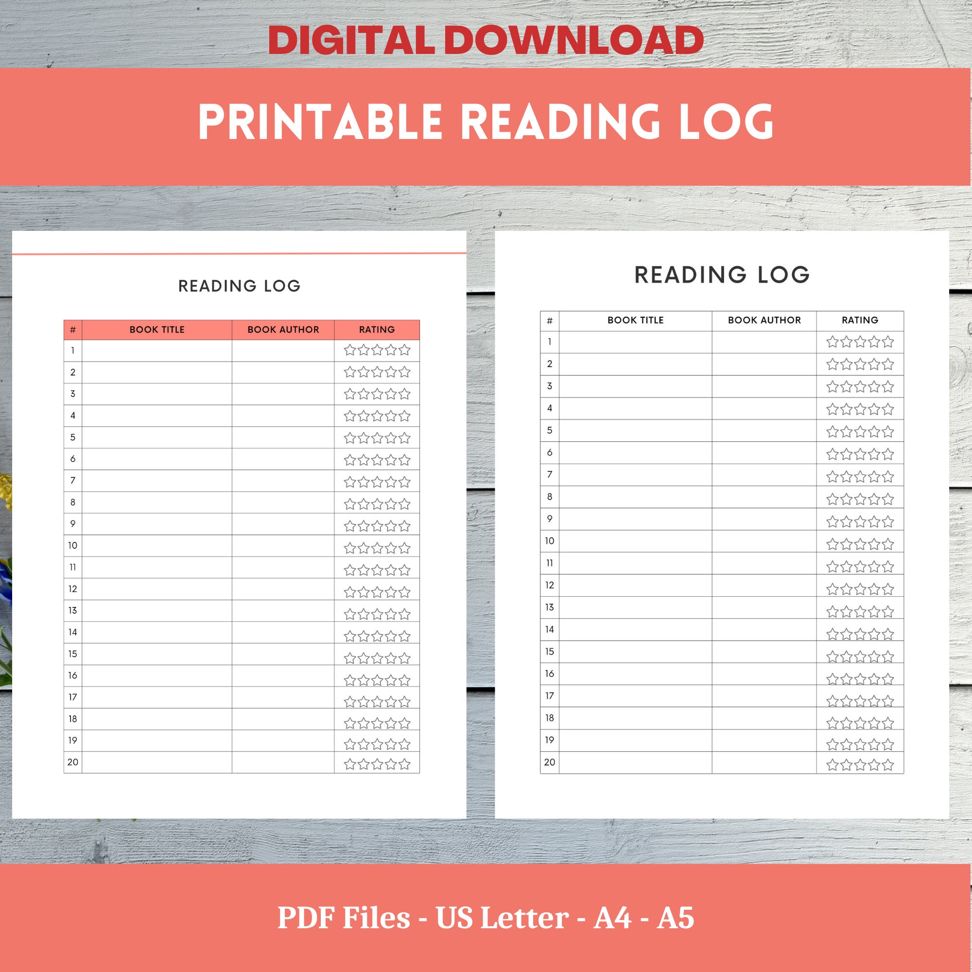 Printable Reading Log, Reading Tracker, Book Reading Planner to Keep ...