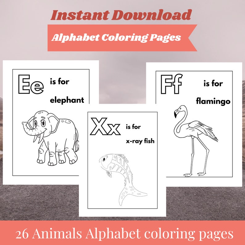 Animal Alphabet Coloring Pages, Alphabet Printable Coloring Book ...