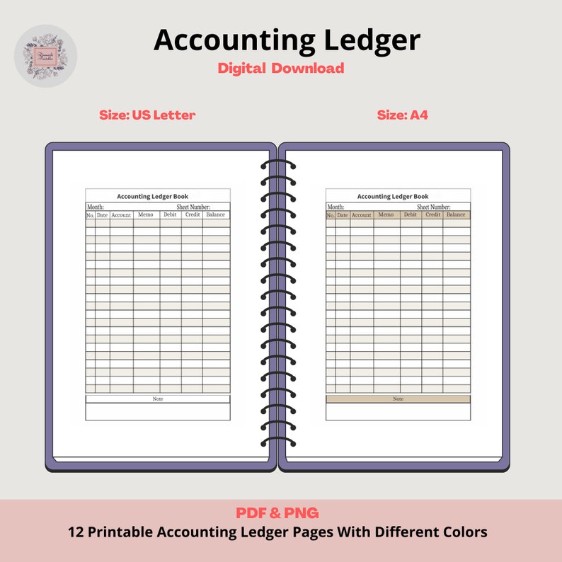 Printable Accounting Ledger Book, Account Tracker and Ledger Sheets for ...