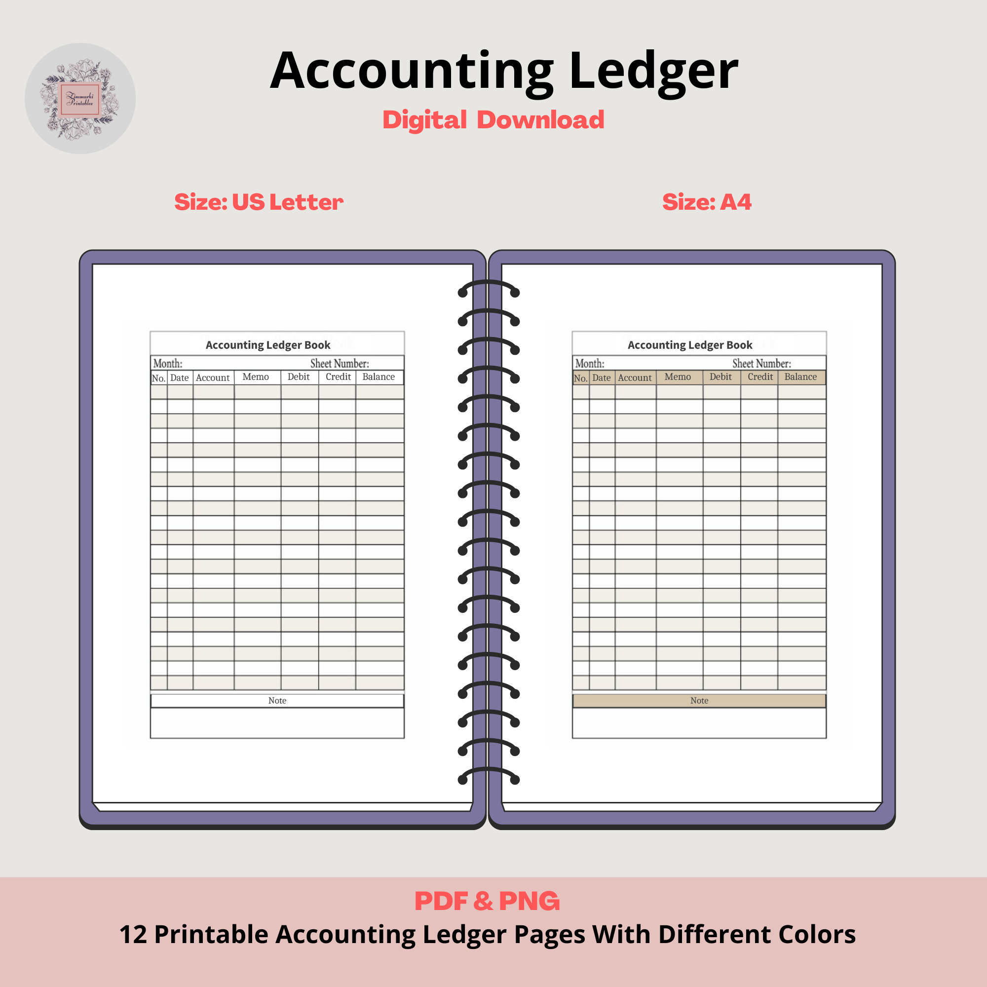 Printable Accounting Ledger Book, Account Tracker and Ledger Sheets for ...