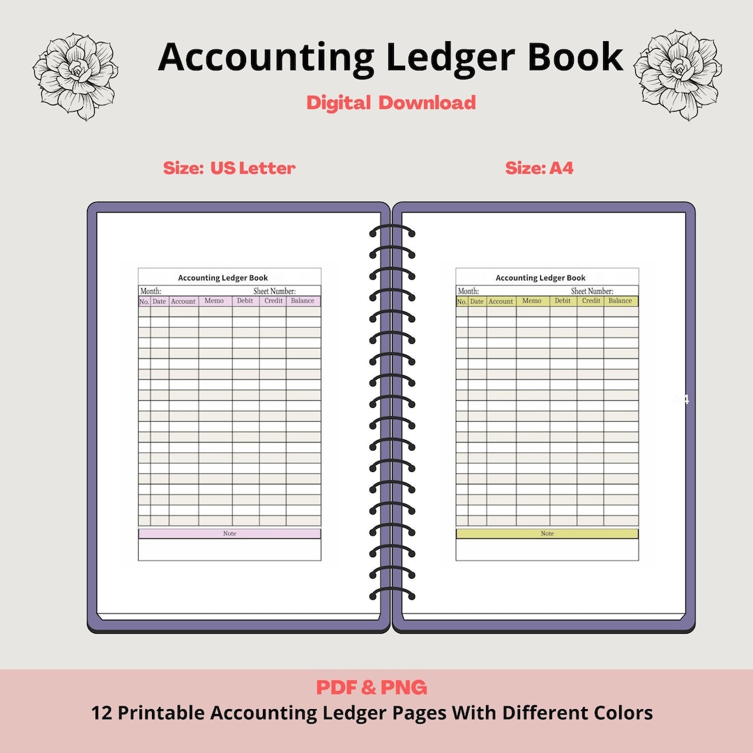 Printable Accounting Ledger Book, Account Tracker and Ledger Sheets for ...