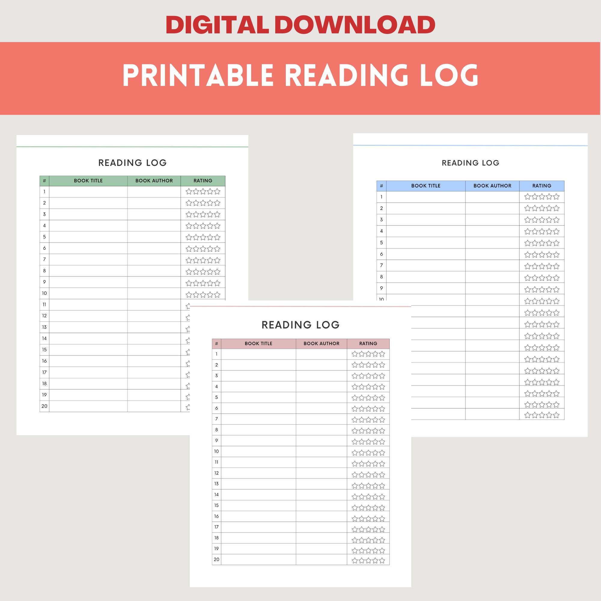Printable Reading Log, Reading Tracker, Book Reading Planner to Keep ...
