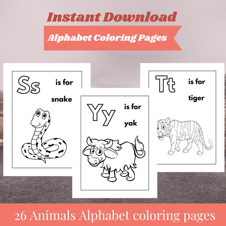 Animal Alphabet Coloring Pages, Alphabet Printable Coloring Book ...