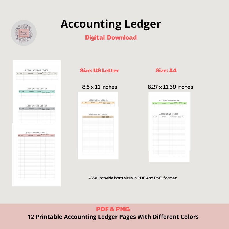 Accounting Ledger Printable, Small Business Finance Tracker (digital ...