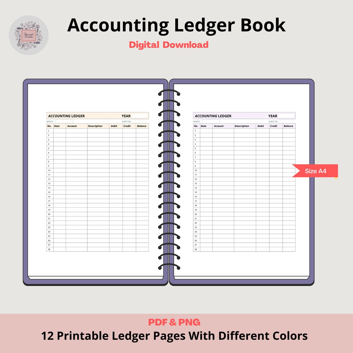 Accounting Ledger Printable, Account Tracker Expenses for Small ...