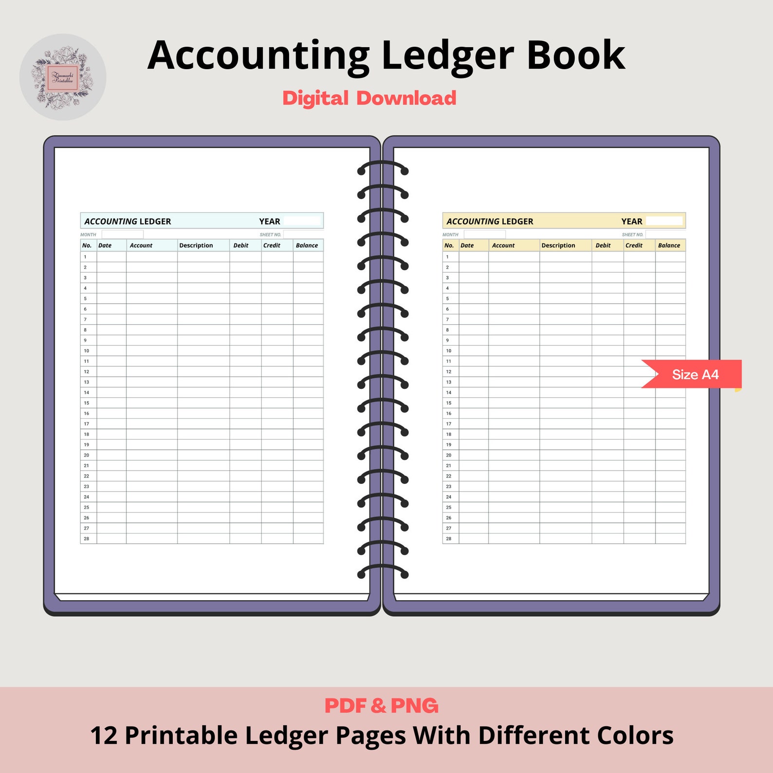 Accounting Ledger Printable, Account Tracker Expenses for Small ...