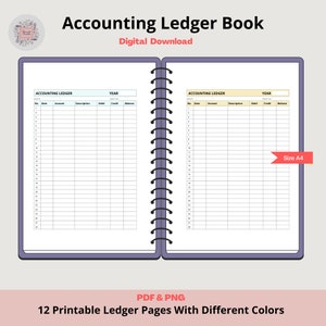 Accounting Ledger Printable, Account Tracker Expenses for Small ...