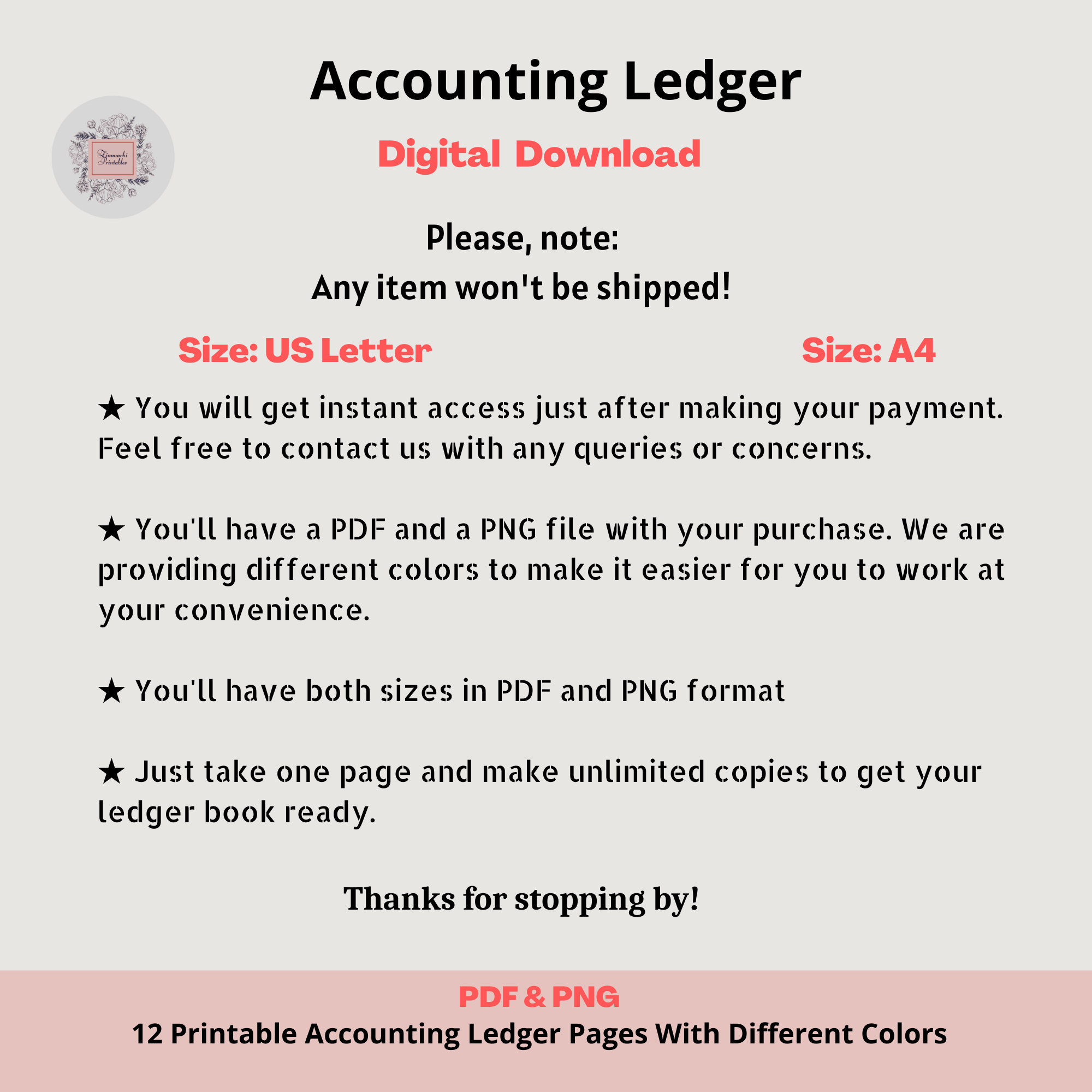Accounting Ledger Printable, Account Tracker Expenses for Small ...
