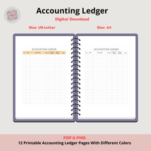 Accounting Ledger Printable, Account Tracker for Small Business and ...