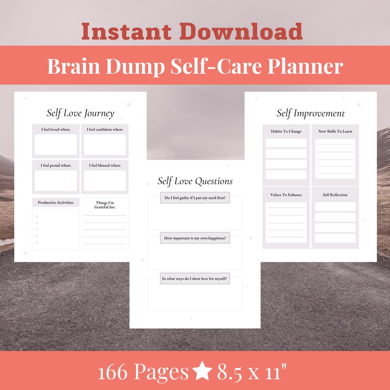 Planificador de autocuidado imprimible Mindfulness Healing Self Love ...