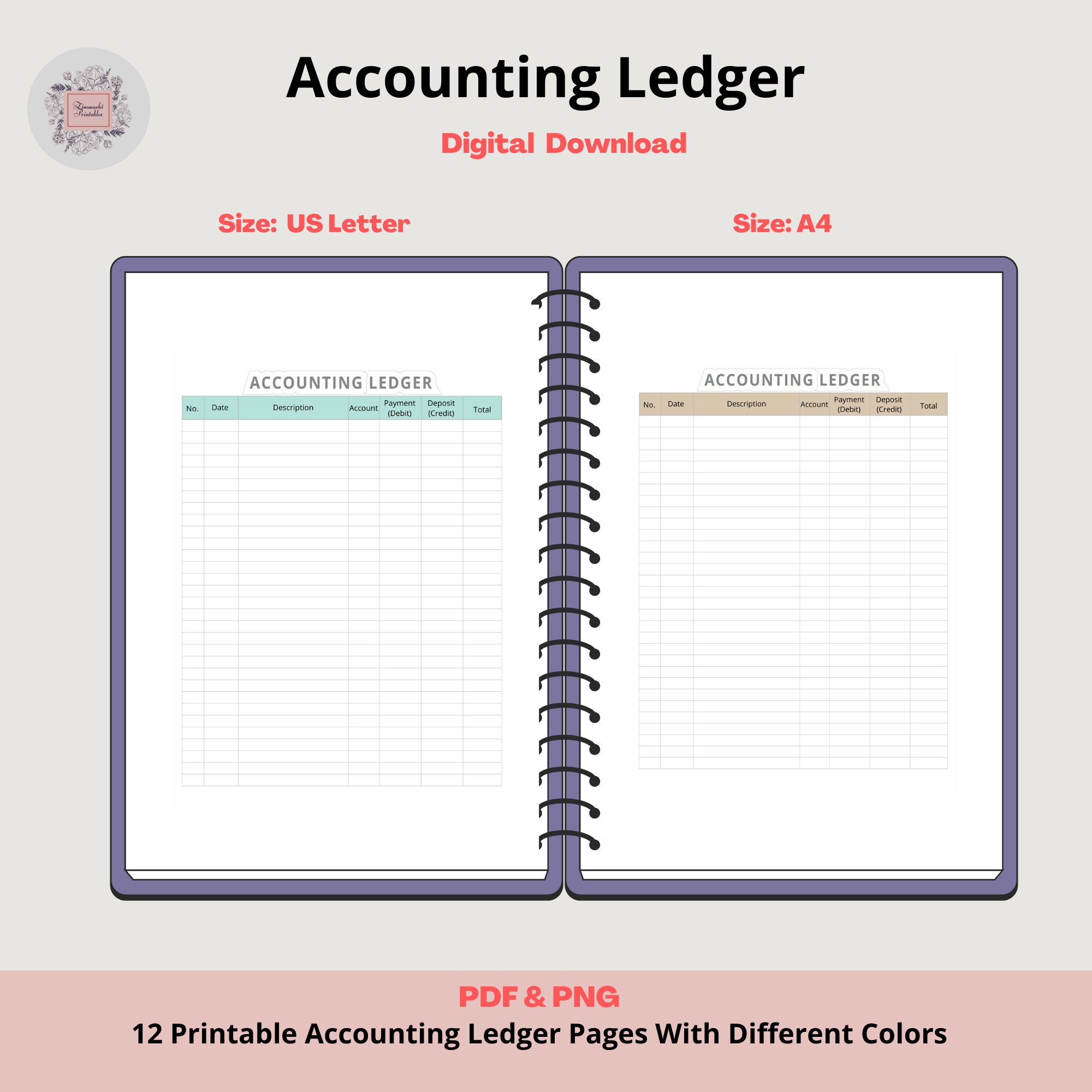 Accounting Ledger Printable, Small Business Finance Tracker (digital ...