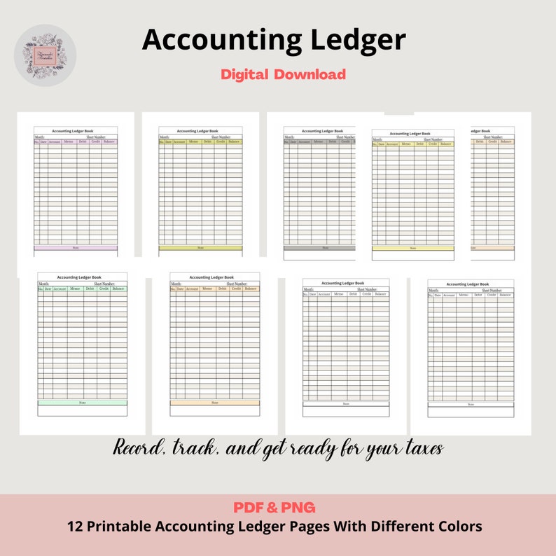 Printable Accounting Ledger Book, Account Tracker and Ledger Sheets for ...
