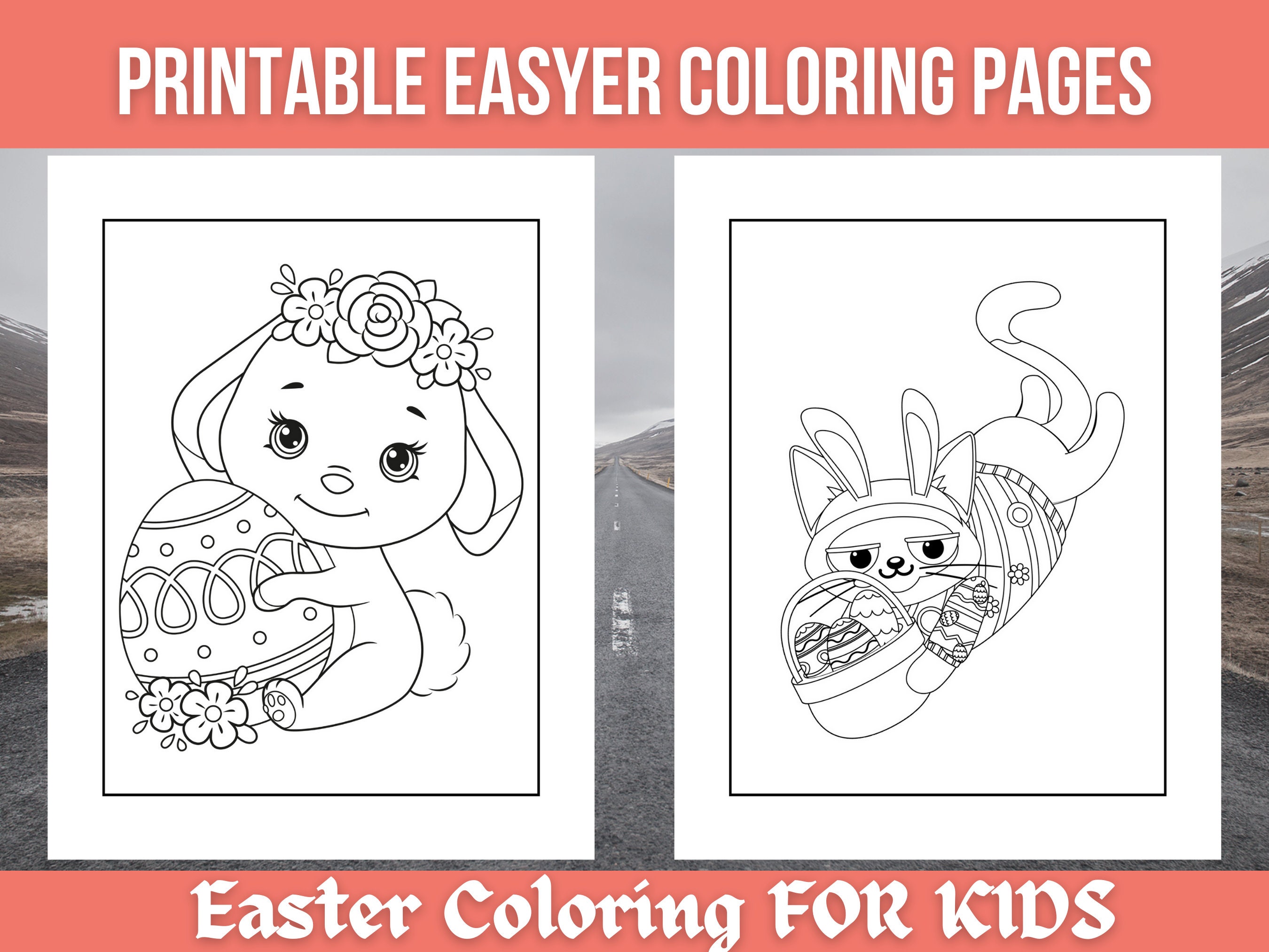 Easter Coloring Pages, Printable Coloring Book for Kids Instant ...