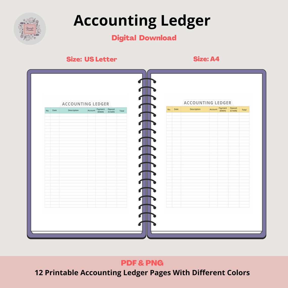 Accounting Ledger Printable, Small Business Finance Tracker (digital ...
