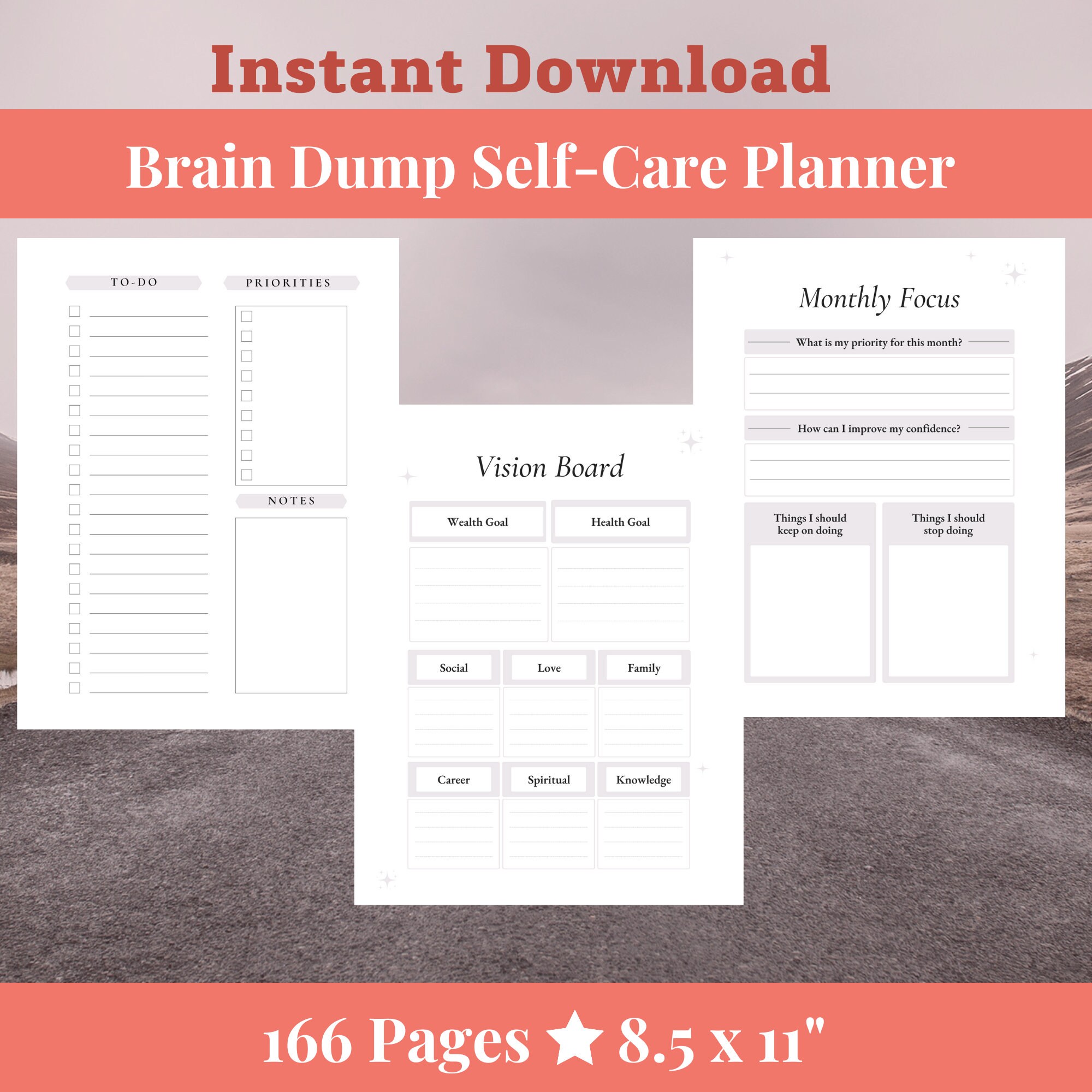 Self-care Planner Printable Mindfulness Healing Self Love Journal, Self ...