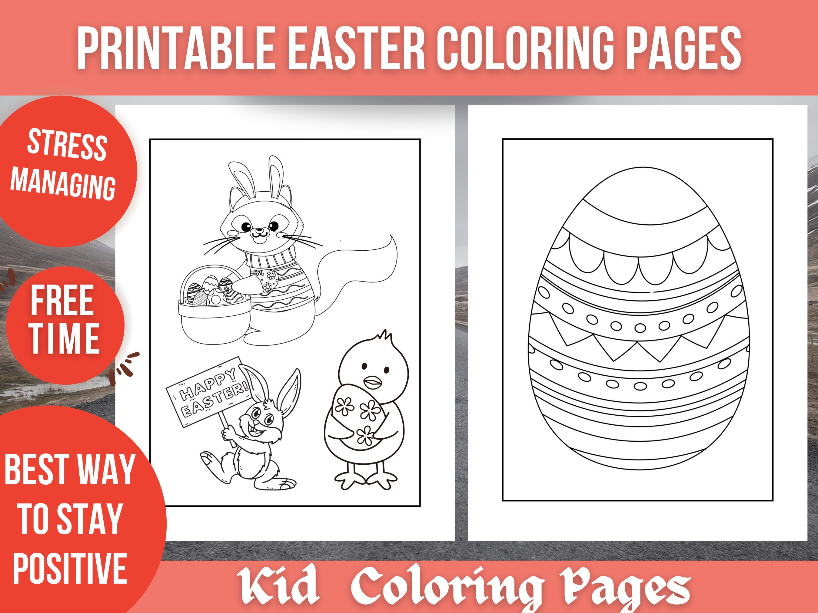 Easter Coloring Pages, Printable Coloring Book for Kids Instant ...