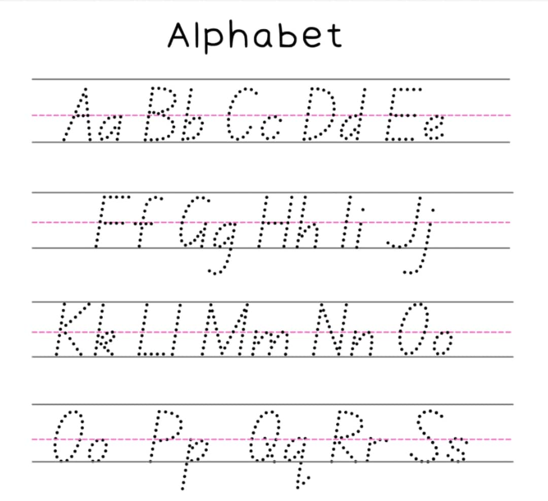 Handwriting Practice Printable Dotted Alphabet Educational EYFS Pre ...