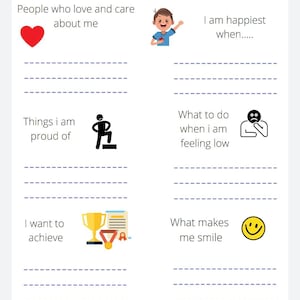 Self Esteem Gratitude Worksheet Children Mental Health - Etsy