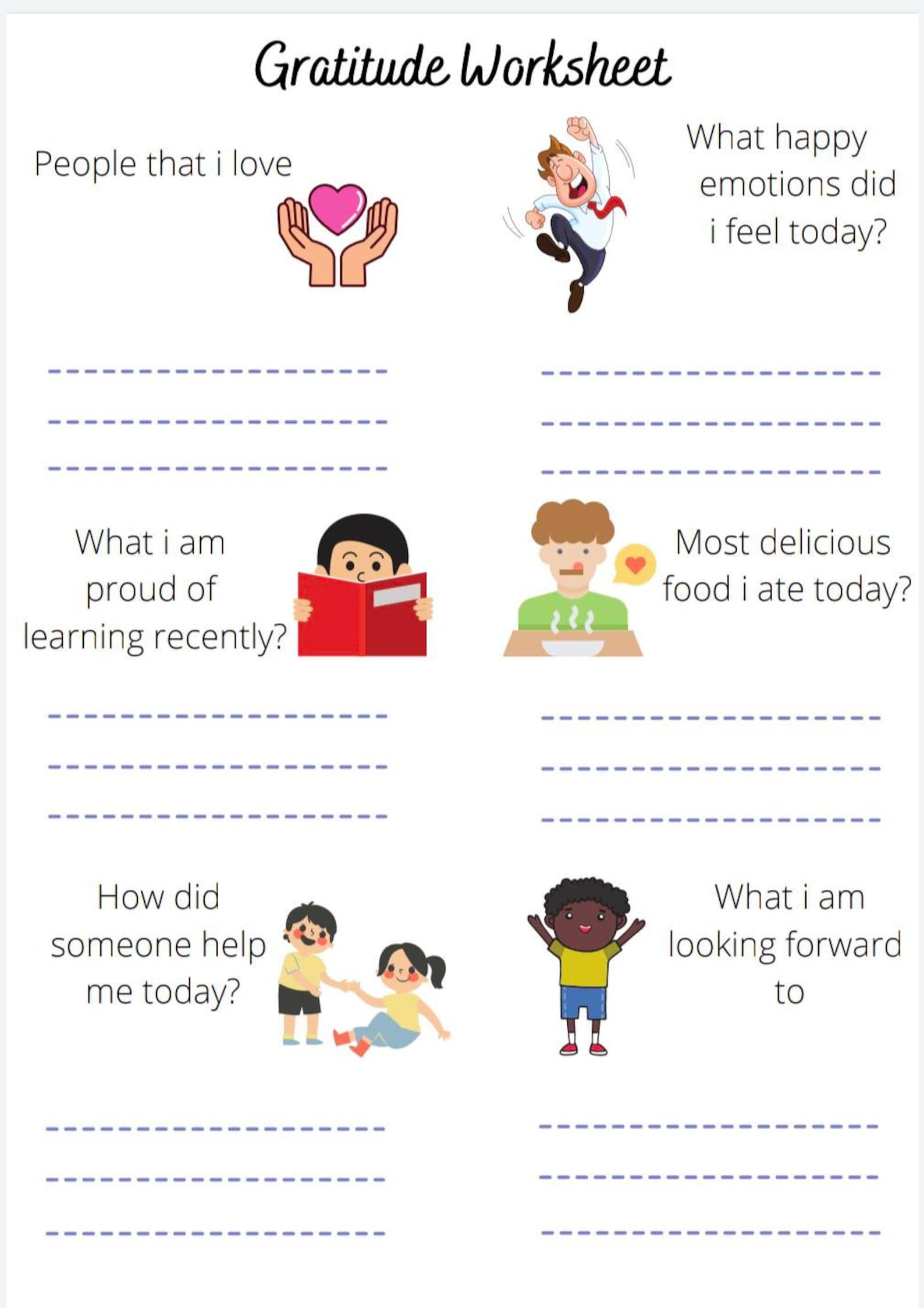 Self Esteem Worksheet: Gratitude, Resilience, Coping Skills (printable ...