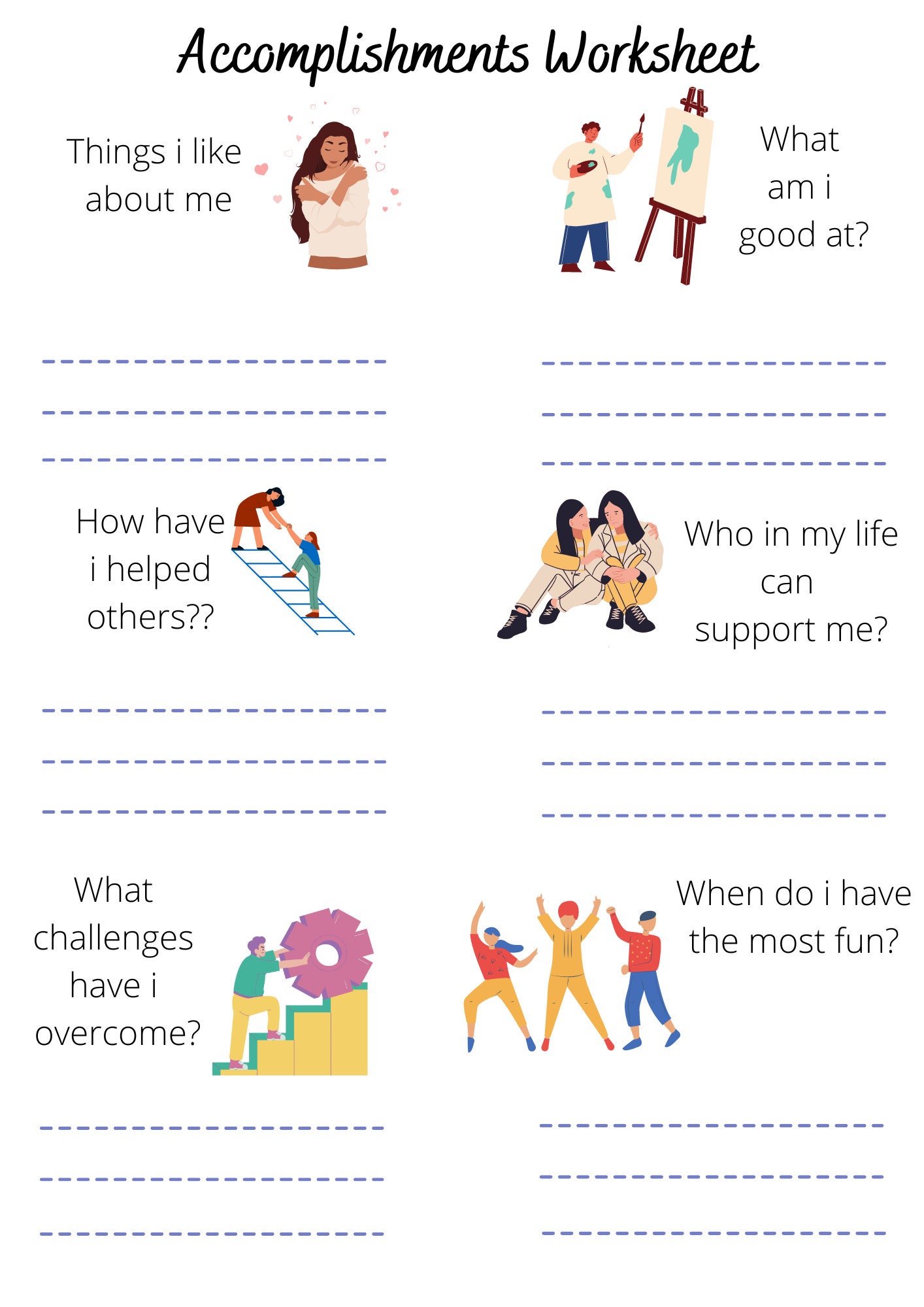 Self Esteem Worksheet: Gratitude, Resilience, Coping Skills (printable ...