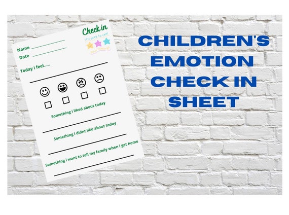 Childrens Mental Health Check in Worksheet Emotions Feelings - Etsy