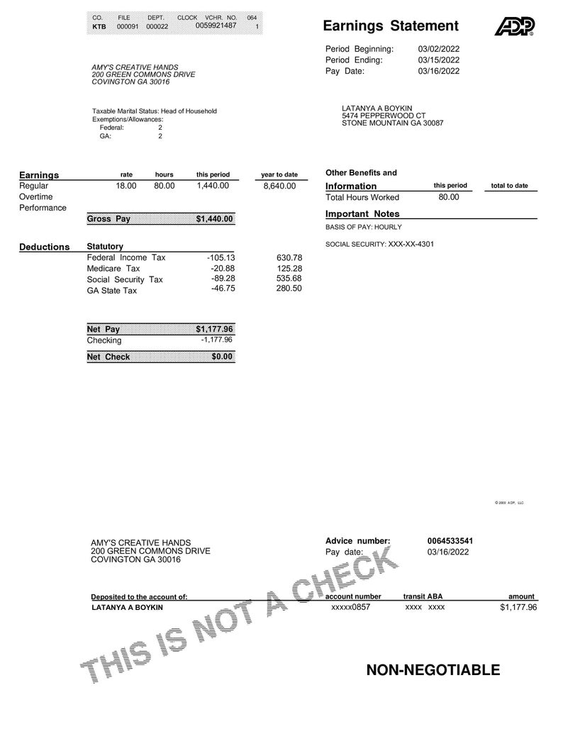 ADP PAYSTUB PDF customization Only Not Editable - Etsy