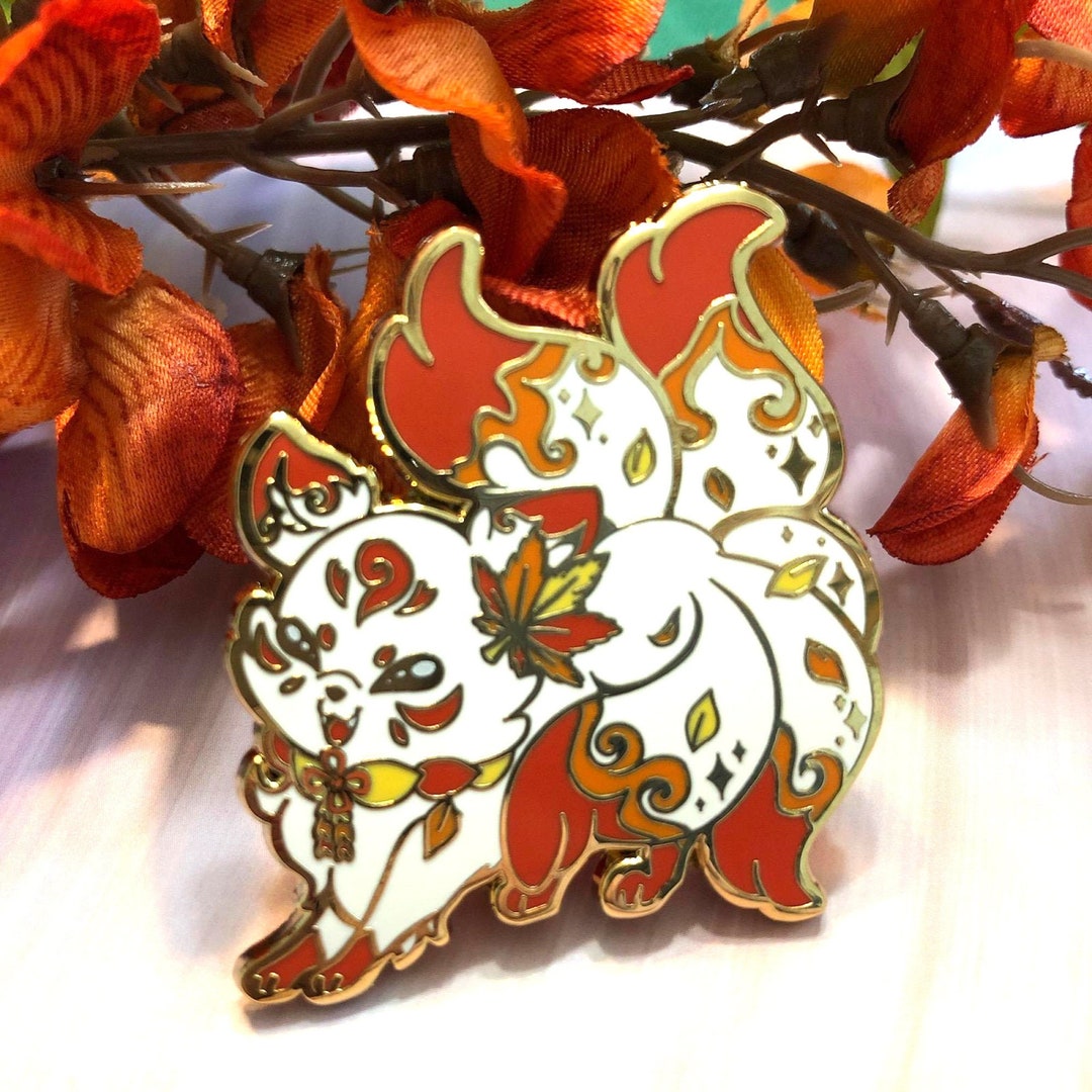 Autumn Kitsune Pin - Etsy