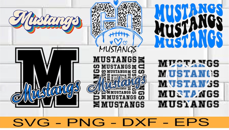 Mustangs Mascot SVG: School Spirit Typography (digital File) - Etsy