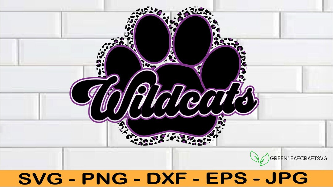 Wildcats Paw Print SVG: Leopard Mascot, Cheer Design (digital File) - Etsy