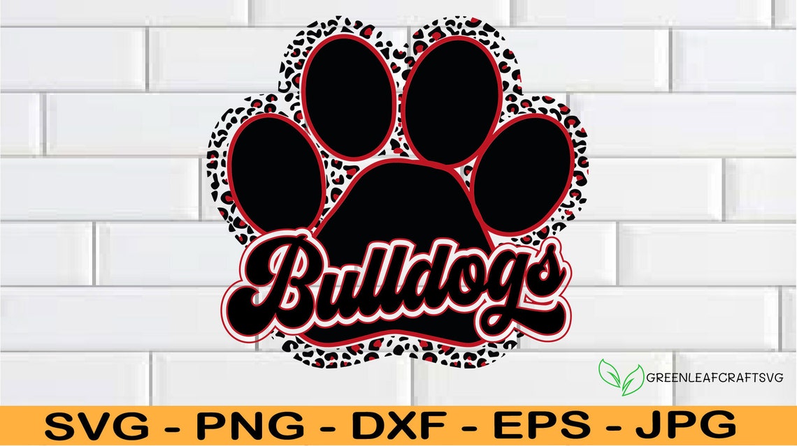 Leopard Bulldogs Paw SVG: Team Mascot, Football Mama (digital File) - Etsy