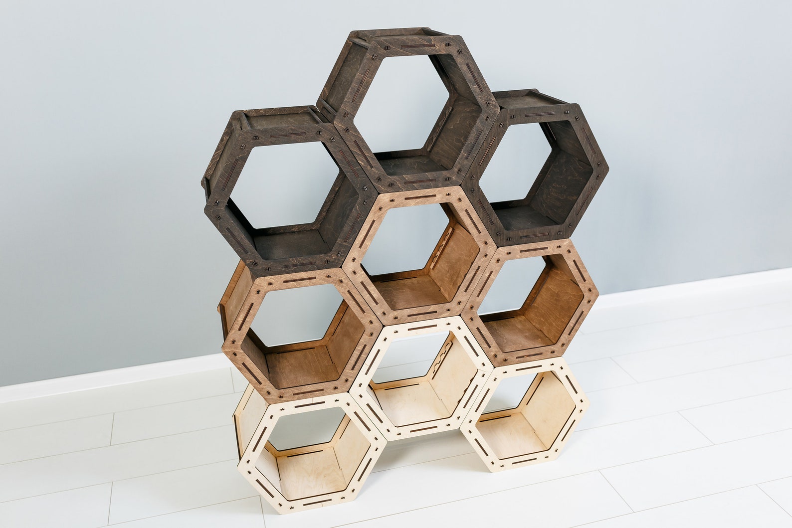 Bookcase Bookcase Modern Bookcase Hexagon Custom Bookcase - Etsy