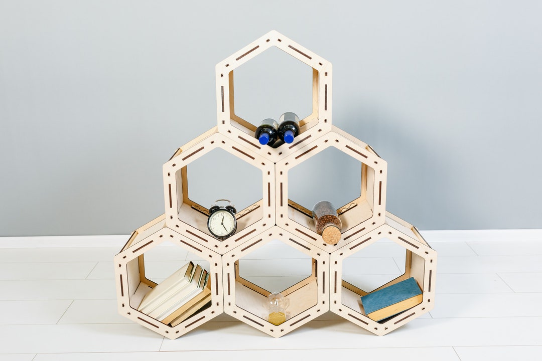 Hexagon Bookcase, Loft Shelf, Geometric Shelves, Custom Bookcase ...